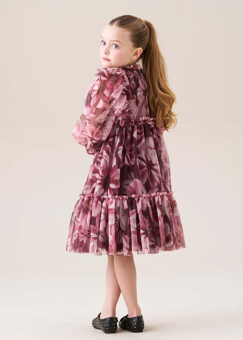 Angel & Rocket Girls Cotton Burgandy Printed Dresses