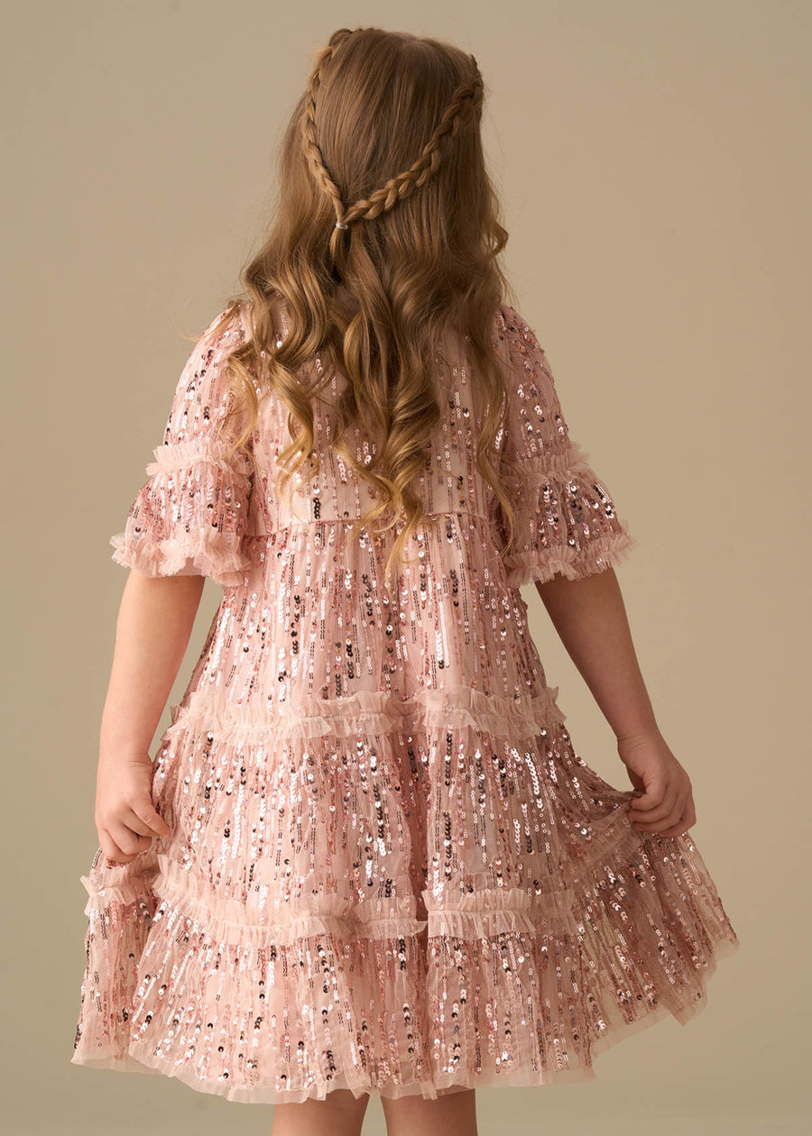 Angel & Rocket Girls Pink Sequin Dresses