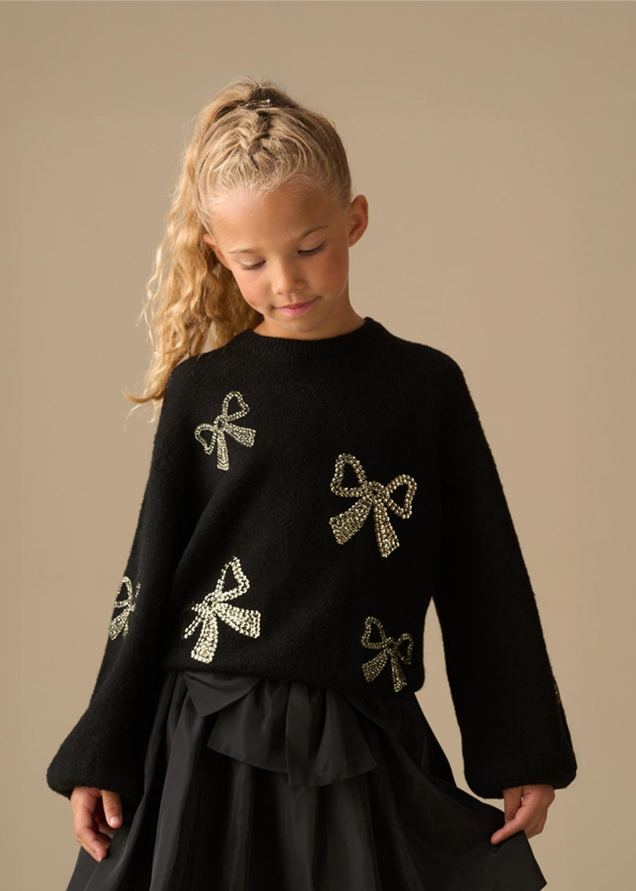 Angel & Rocket Girls Sequin Black Cotton Sweaters