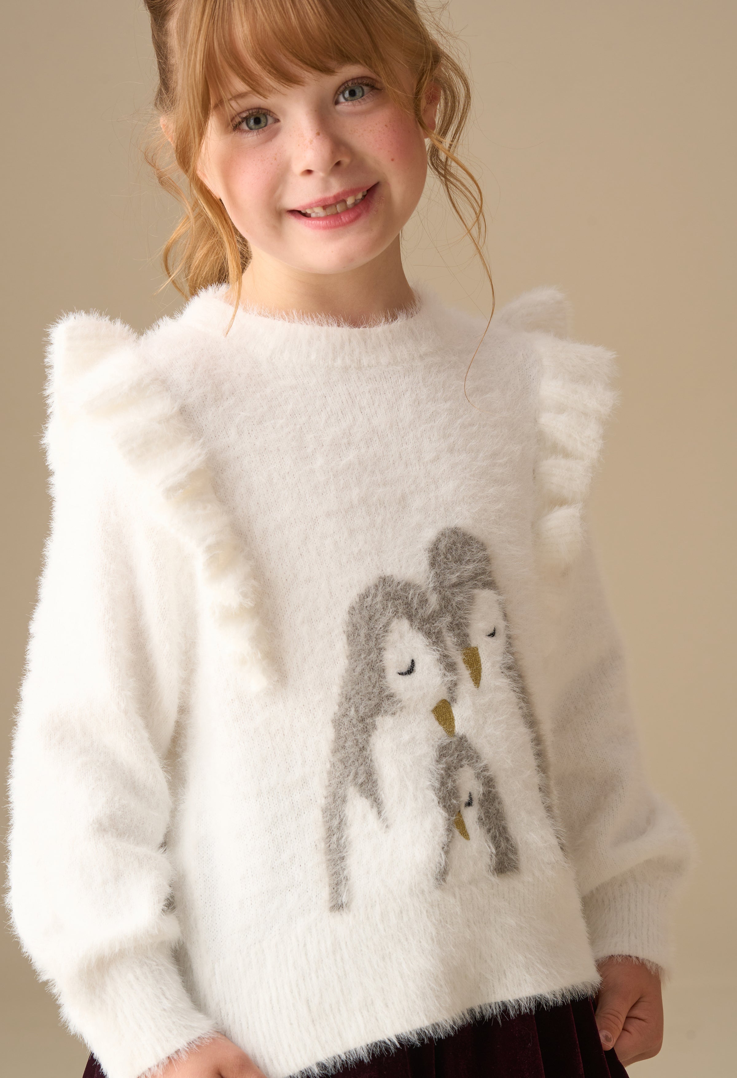 Angel & Rocket Girls Cream Print Sweaters