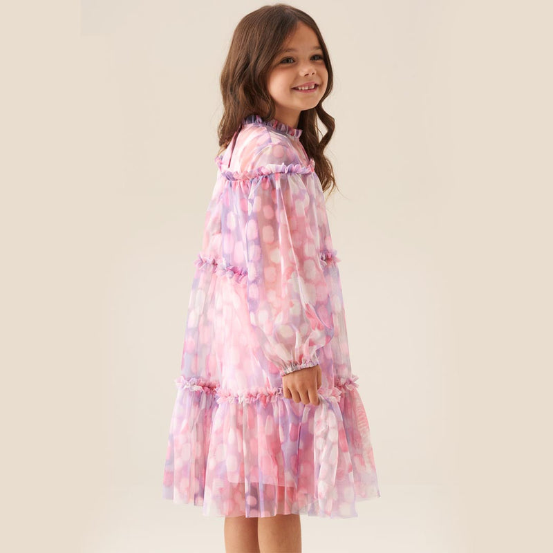 Angel & Rocket Girls Printed Pink Cotton Polyester Dresses