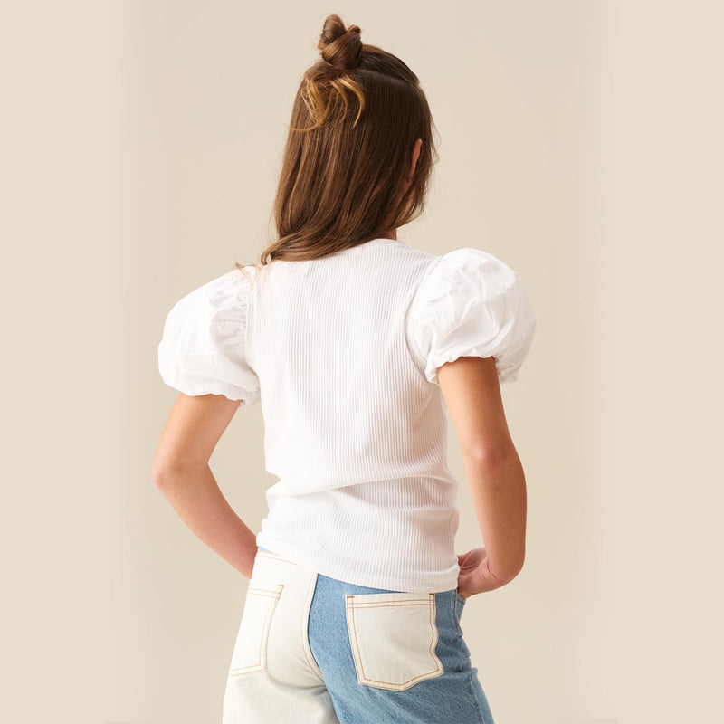Angel & Rocket Girls Ruffle White Cotton T-shirts