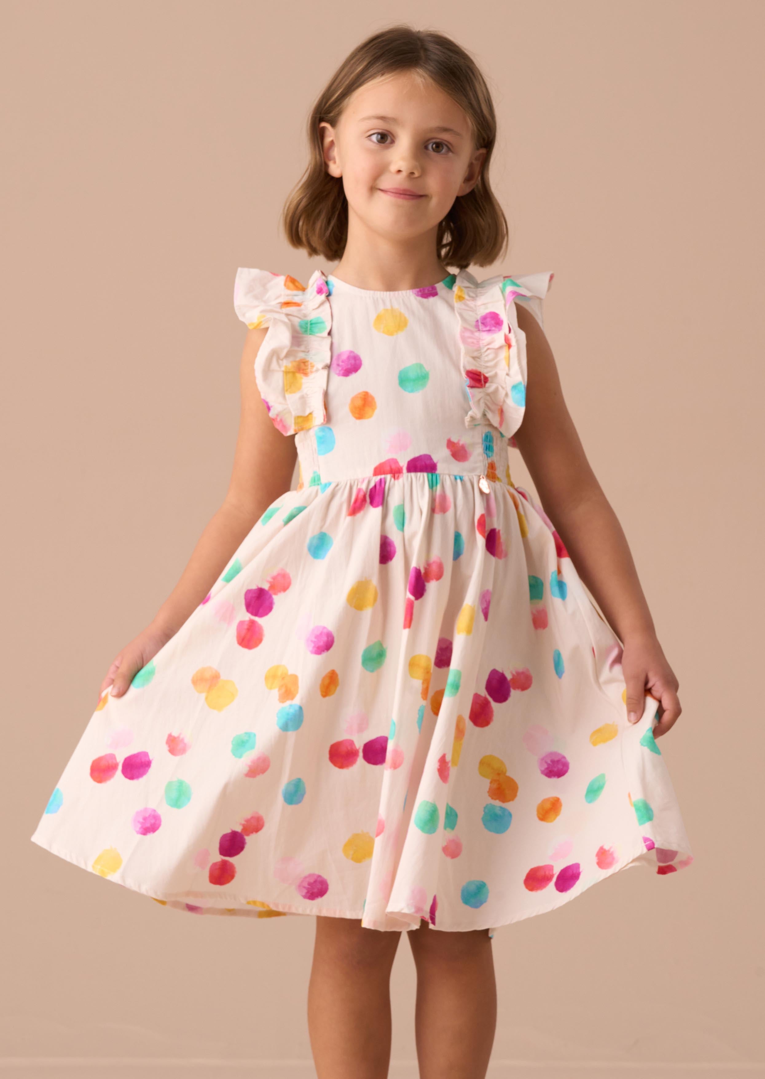 Girls Multi Shirred Panel Dress