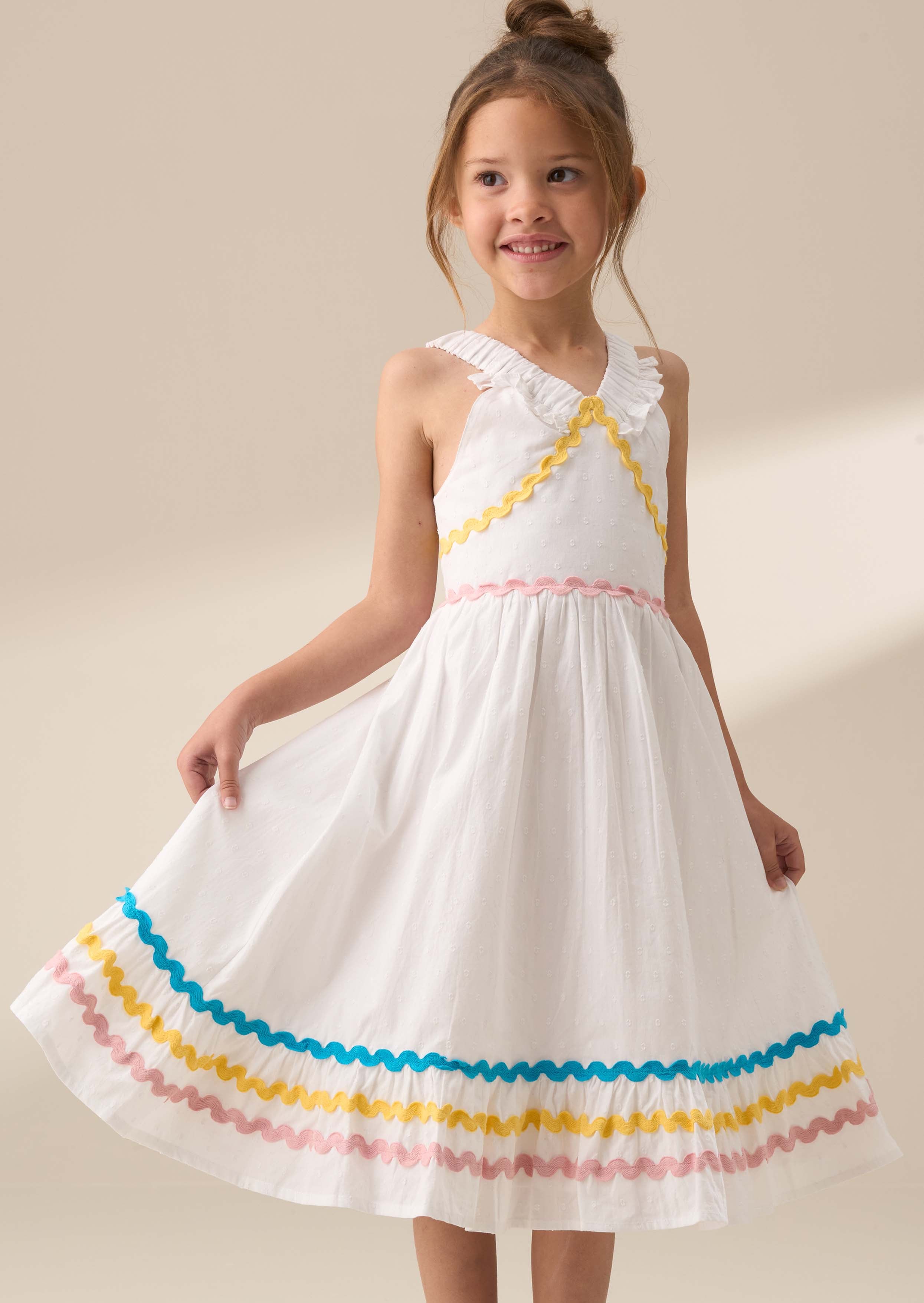 Girls Ric Rac Sundress White