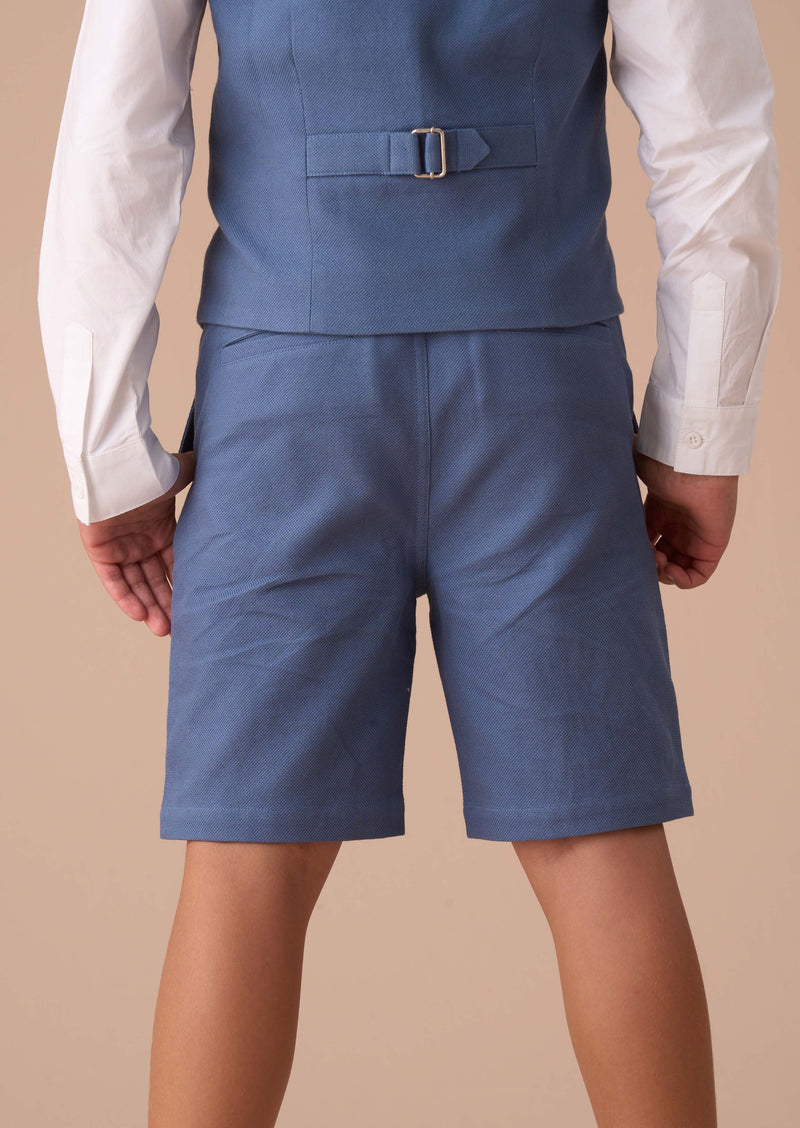 Angel & Rocket Boys Self Textured Blue Shorts