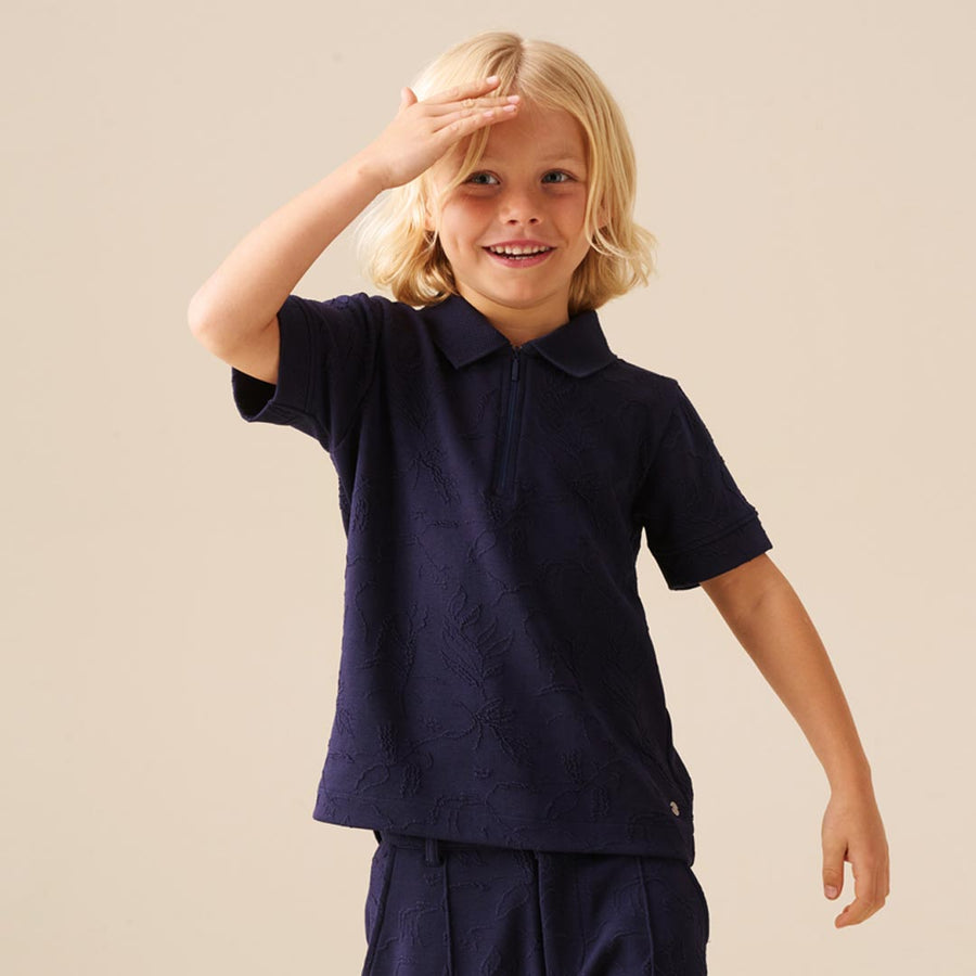 Angel & Rocket Boys Solid Brown Cotton polo t-shirts